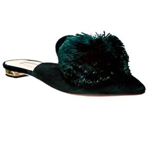 Aquazzura | Shoes | Aquazzura Powder Puff Velvet Mule Sz 385 Emerald ...